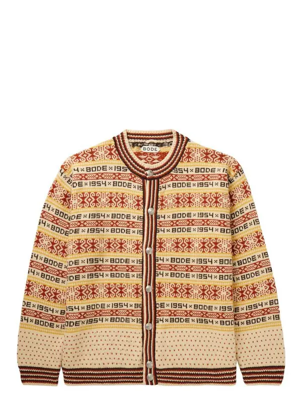 BODE Marzipan Jacquard-knit Wool Cardigan - Yellow