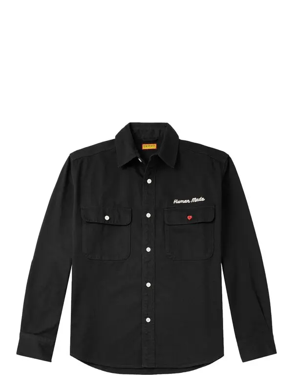 HUMAN MADE Logo-embroidered Printed Cotton-twill Shirt - Black