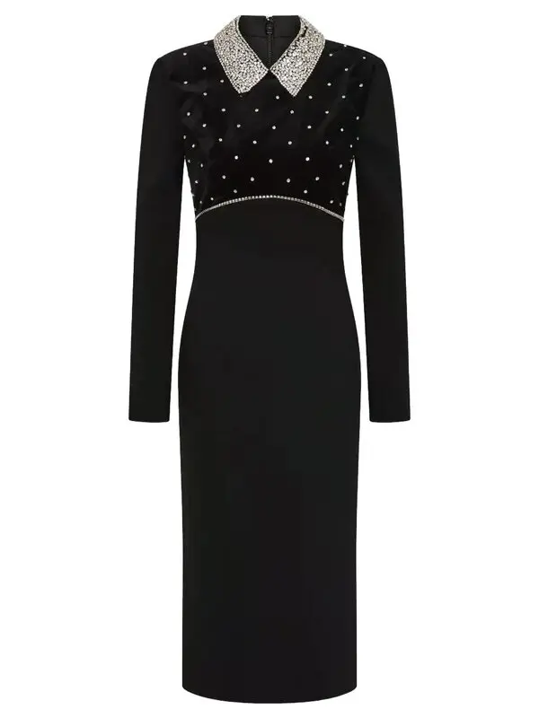 Rebecca Vallance Alistair Embellished-collar Midi Dress - Black
