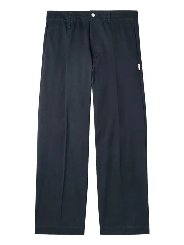 HUMAN MADE Wide-leg Pleated Cotton-twill Trousers - Blue