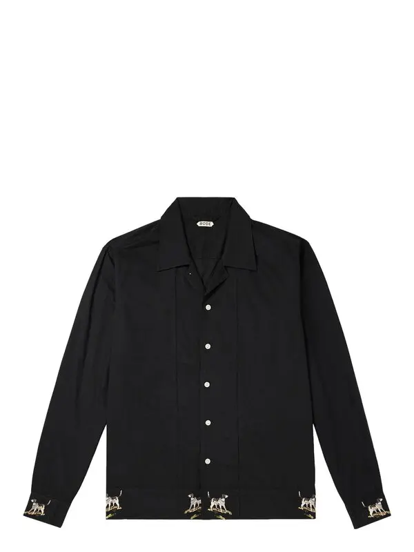 BODE Pointer Camp-collar Embroidered Cotton Shirt - Black