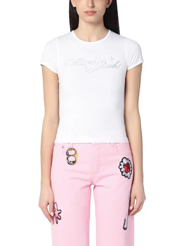 Marc Jacobs T-shirt With Logo And Micro Crystals - White