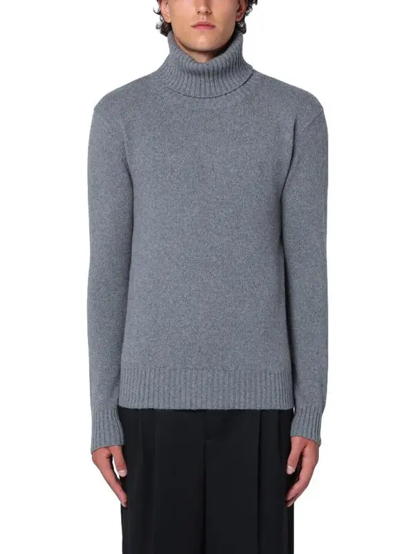 Ami Cashmere Turtleneck Jumper - Grey