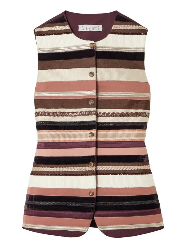 ABADIA Sadu Bead-embellished Striped Wool-blend Vest - Multi
