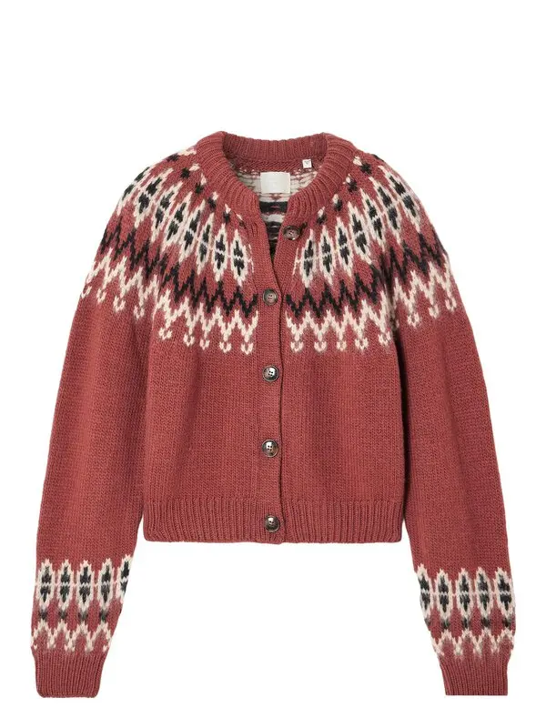 DÔEN Clarke Fair Isle Wool-blend Cardigan - Burgundy