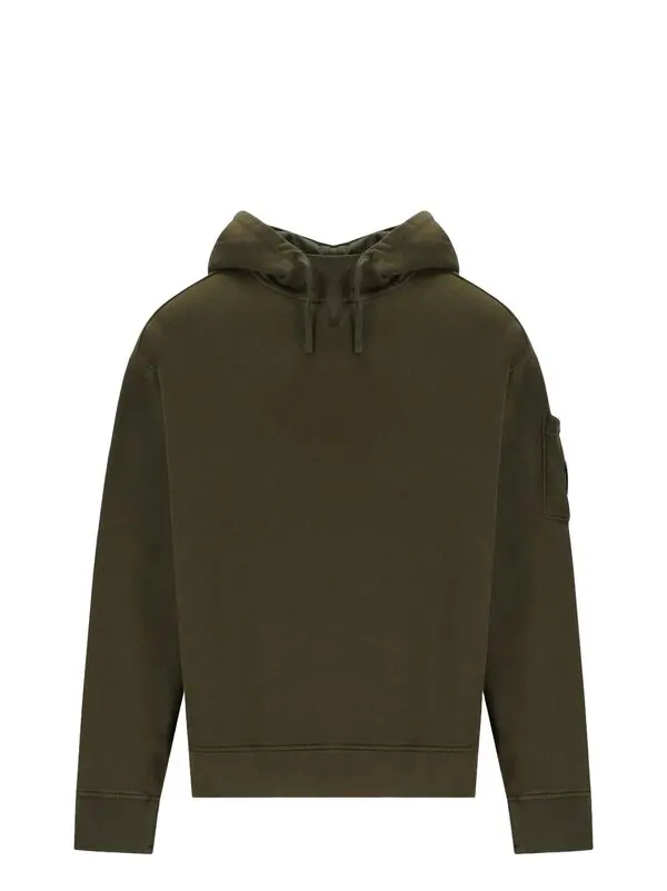 C.P. COMPANY Diagonal Fleece Boxy Ivy Hoodie - Green