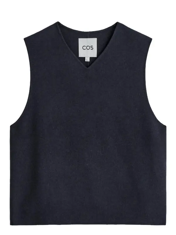 Cos Double-faced Wool V-neck Tank - Navy