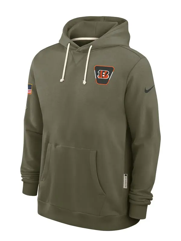 Nike Cincinnati Bengals Salute To Service Sideline Dominant Force Dri-fit Nfl Pullover Hoodie - Brown