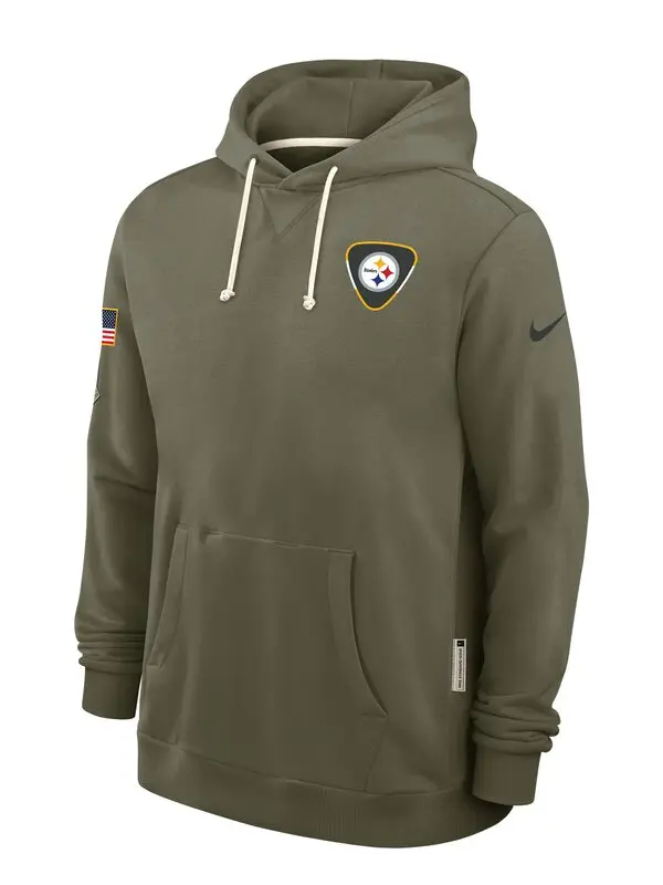 Nike Pittsburgh Steelers Salute To Service Sideline Dominant Force Dri-fit Nfl Pullover Hoodie - Brown