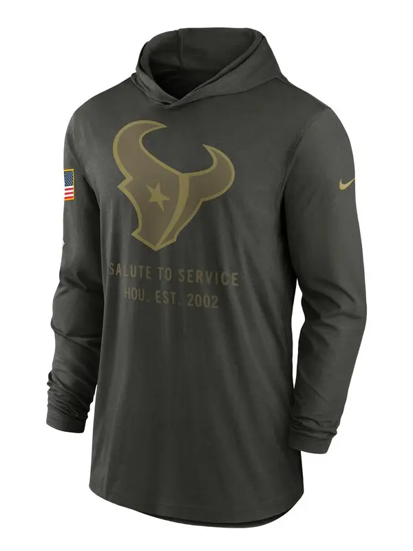 Nike Houston Texans Salute To Service Sideline Long-sleeve Hooded Top - Green