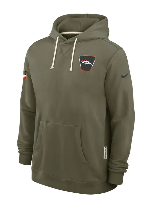 Nike Denver Broncos Salute To Service Sideline Dominant Force Dri-fit Nfl Pullover Hoodie - Brown