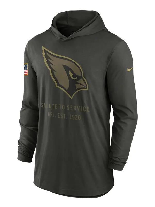 Nike Arizona Cardinals Salute To Service Sideline Long-sleeve Hooded Top - Green