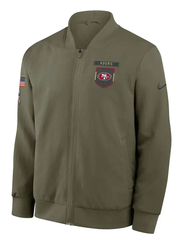 Nike San Francisco 49ers Salute To Service Sideline Nfl Full-zip Bomber Jacket - Brown