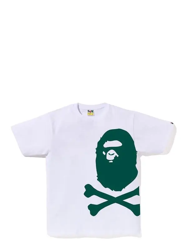 A BATHING APE Big Ape Crossbone Pigment Print Tee Shirt - White Green