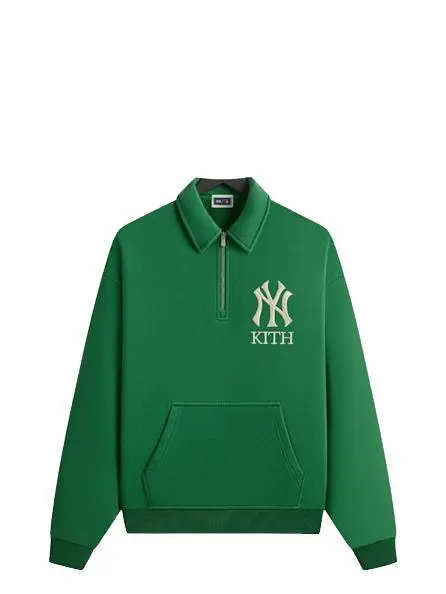 Kith X New York Yankees Quarter Zip Popover Sweatshirt - Kelly
