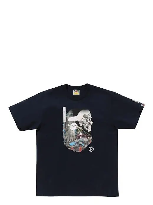 A BATHING APE X Ukiyoe Ape Head Iii Tee Shirt - Navy Blue