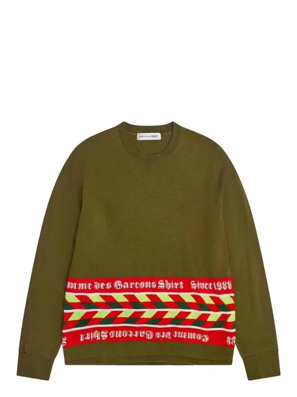 Comme Des Garçons Striped-panel Sweater - Green