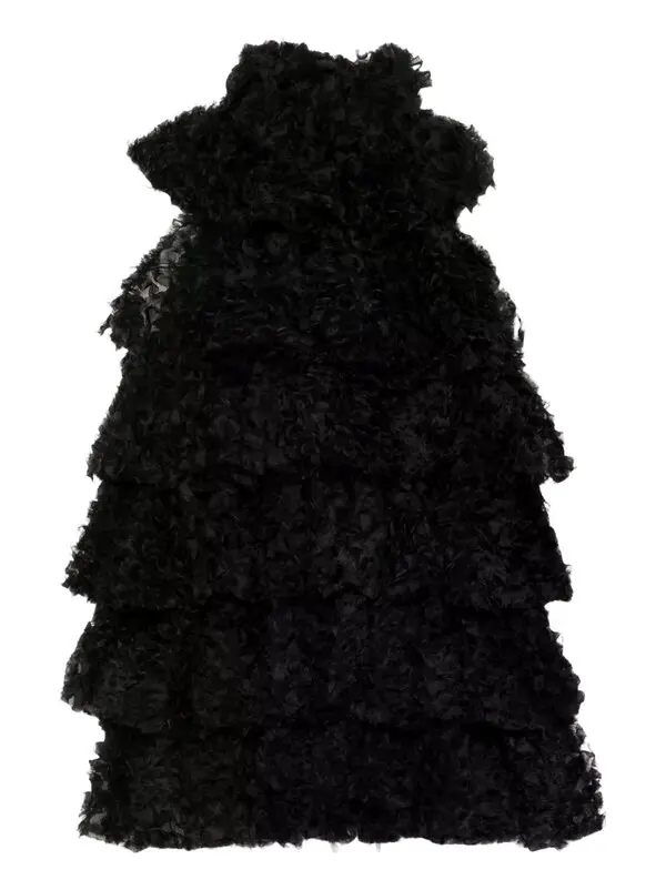 Karl Lagerfeld Ruffled Mesh Blouse - Black