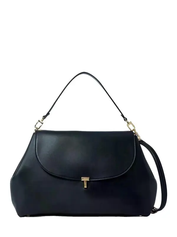 TOTEME T-lock Leather Shoulder Bag - Black