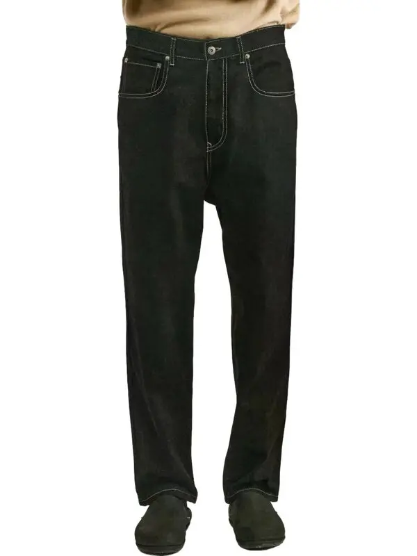 CASEY CASEY Straight Leg Contrast-stitch Jeans - Black