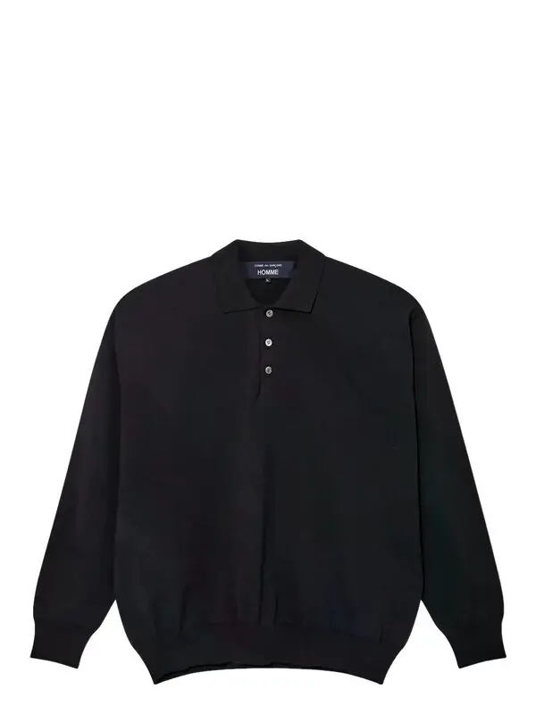 Comme Des Garçons Buttoned Long-sleeve Polo Shirts - Blue