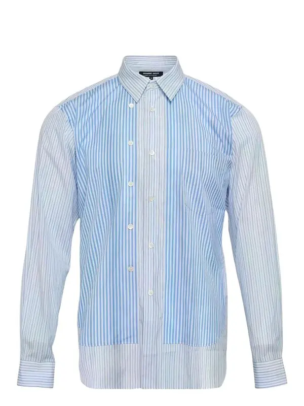 Comme Des Garçons Striped Panelled Shirt - Blue