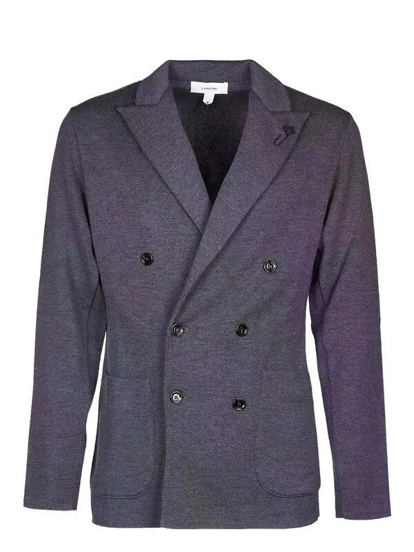 LARDINI Double-breasted Knitted Blazer - Grey