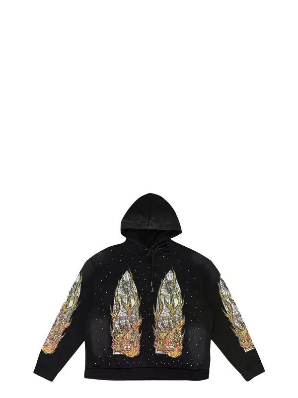 WHO DECIDES WAR Graphic Print Long-sleeve Hoodie - Black