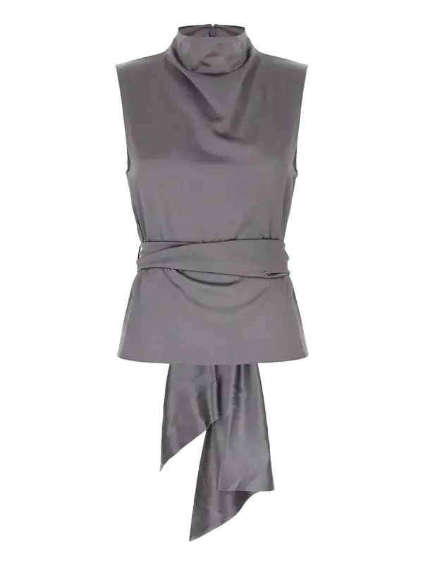 DANAMÉ Tiffany Tie Blouse - Grey