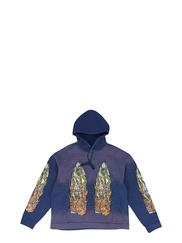 WHO DECIDES WAR Long-sleeve Graphic Hoodie - Blue