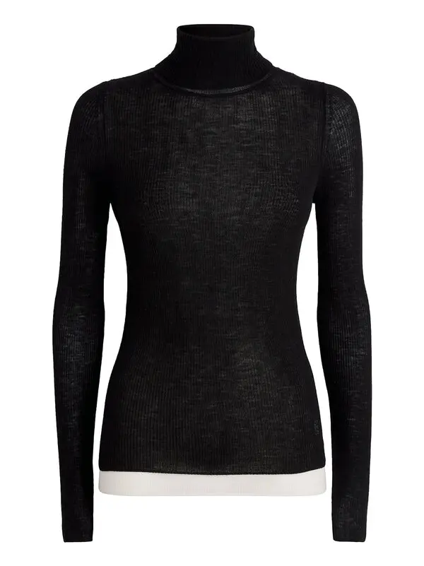 Sandro Contrast-trim Rollneck Sweater - Black