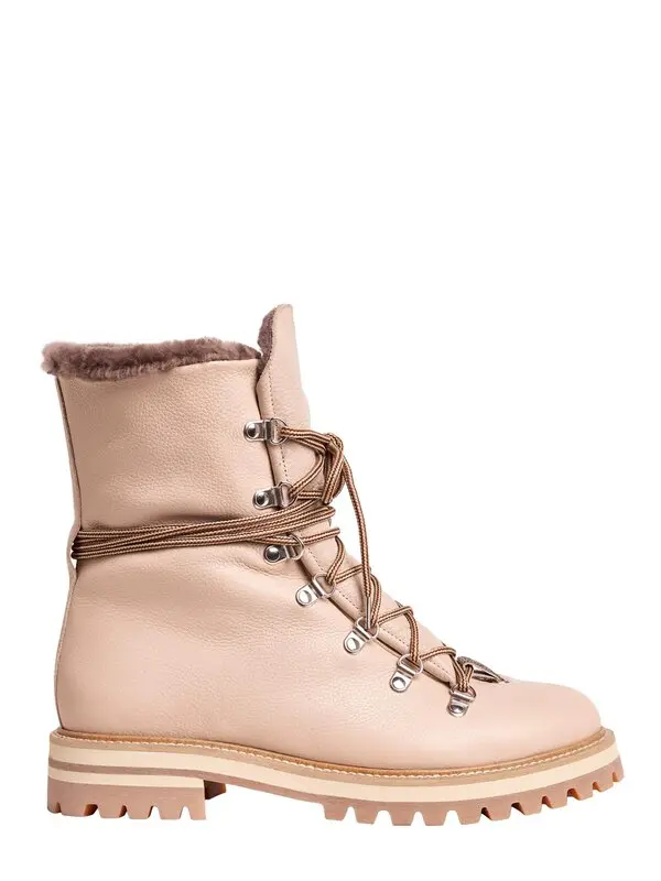 Eleventy Leather Lace-up Boots - Beige