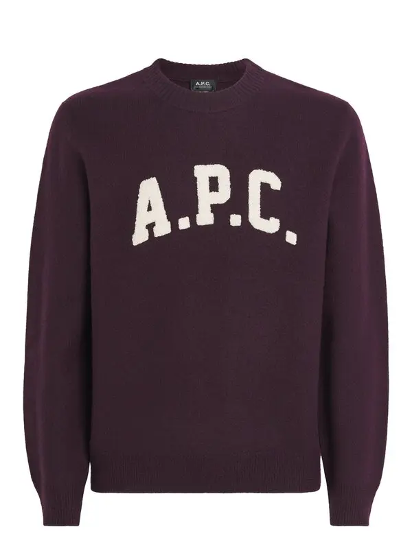 A.p.c. Wool Jay Logo Sweater - Burgundy