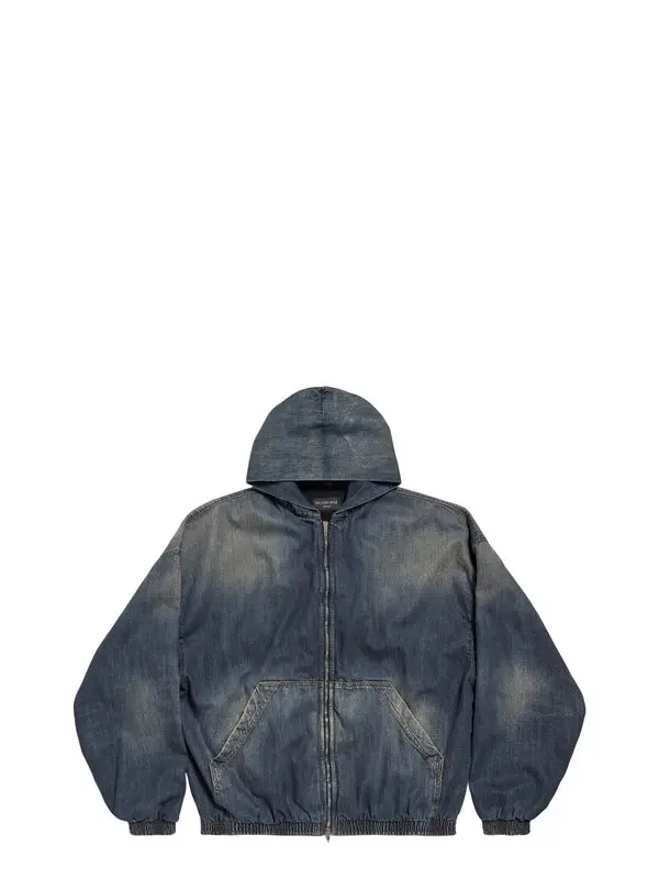 Balenciaga Denim Zip-up Hoodie - Blue