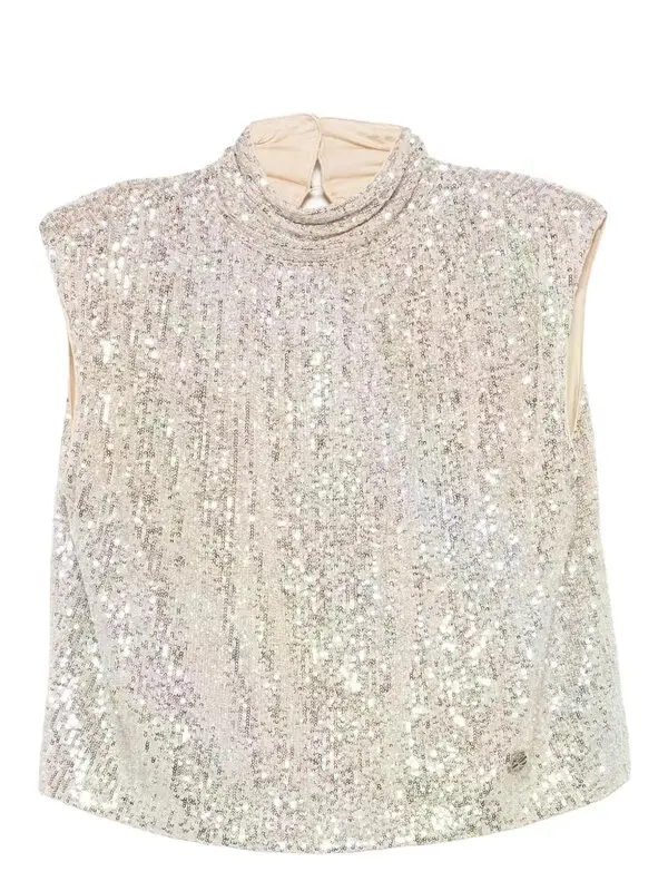 Karl Lagerfeld Sequined Sleeveless Blouse - Silver
