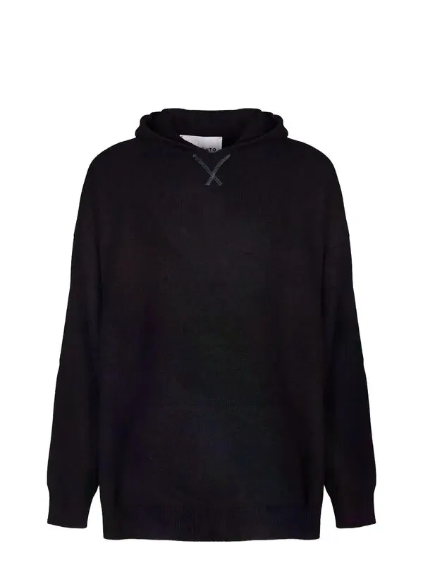 AMARÁNTO Wool Knitted Hoodie - Black