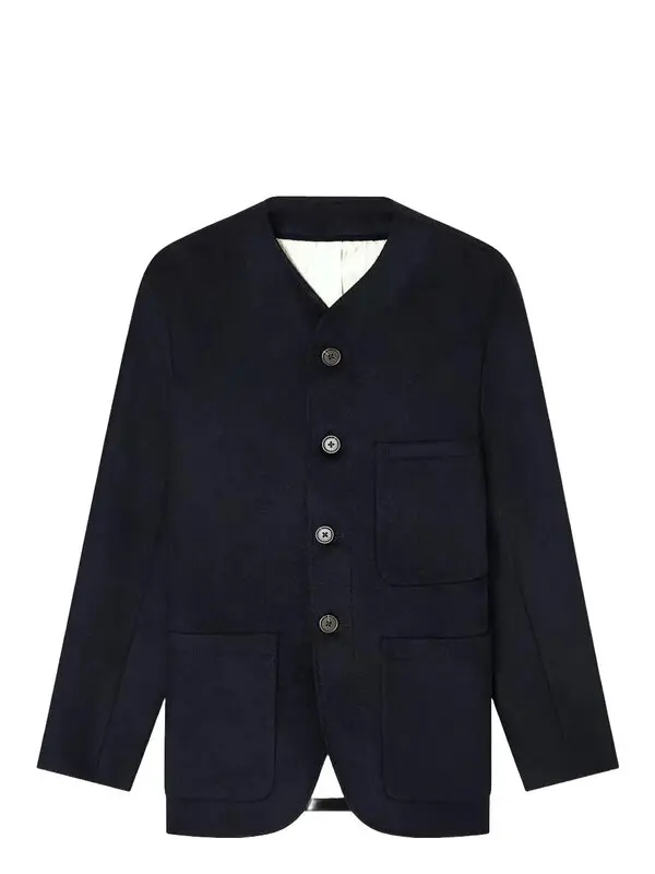 Emporio Armani Buttoned Patch-pocket Jacket - Blue