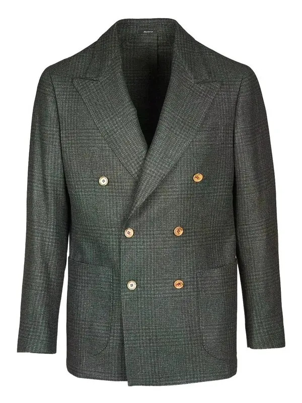 SARTORIO NAPOLI Double-breasted Check Blazer - Grey