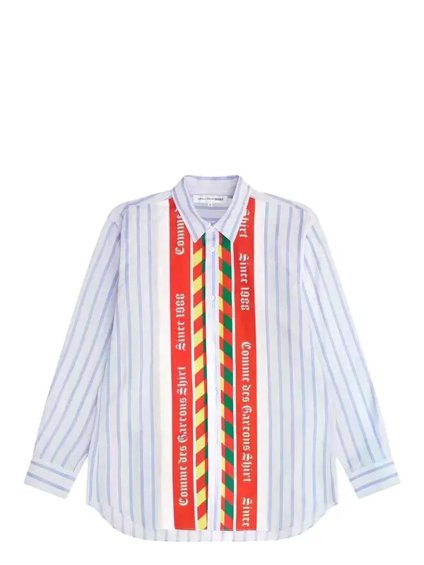 Comme Des Garçons Striped Logo Shirt - White