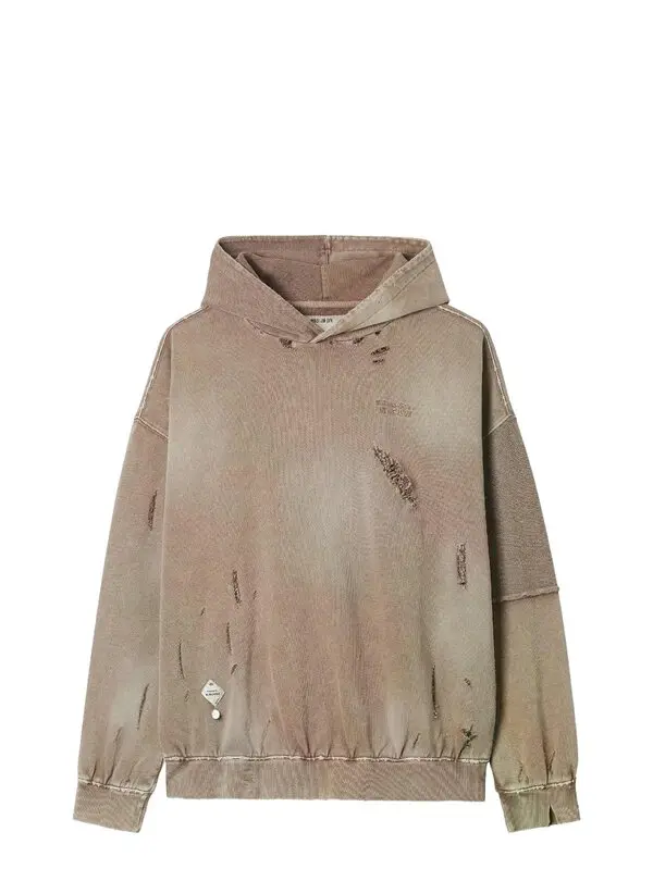 MUSIUM DIV. Distressed Panelled Hoodie - Brown