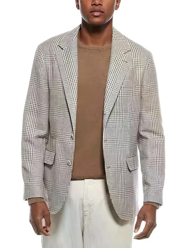 Brunello Cucinelli Flap-pocket Checked Blazer - Grey