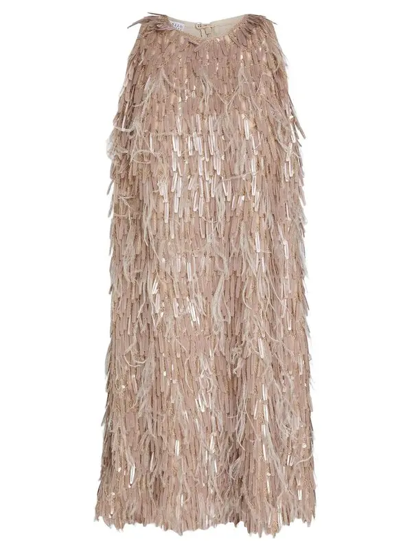 Brunello Cucinelli Embellished Silk-chiffon Dress - Taupe