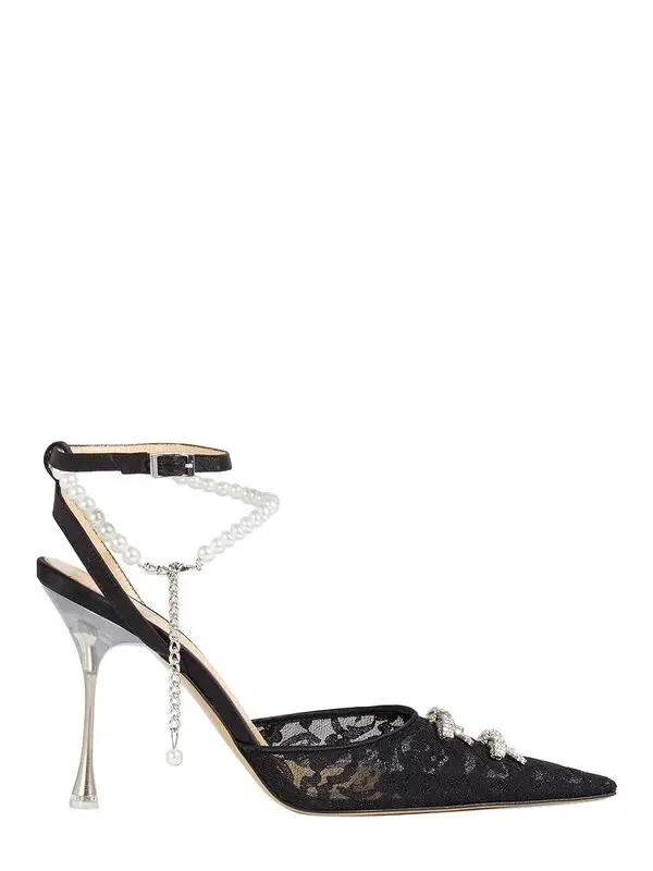 Mach & Mach Matilda Embellished Lace Pumps - Black