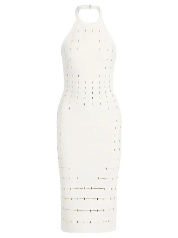 Herve Leger Joanne Crystal-embellished Bandage Halterneck Midi Dress - White