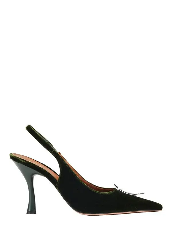 MALONE SOULIERS Vilma Crystal-embellished Slingback Pumps - Forest Green