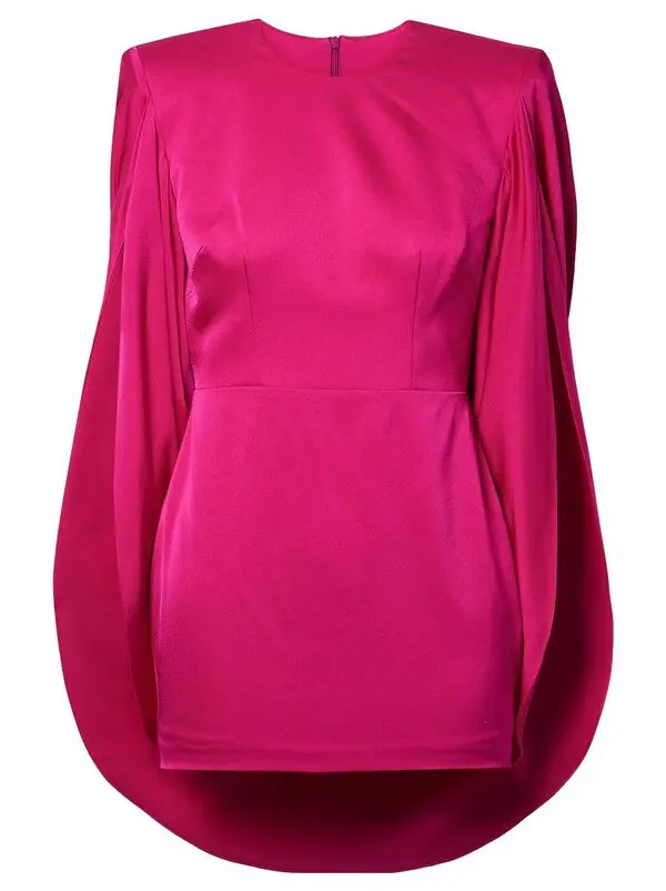 Alex Perry Satin-crepe Mini Dress With Cape Effect - Bright Pink