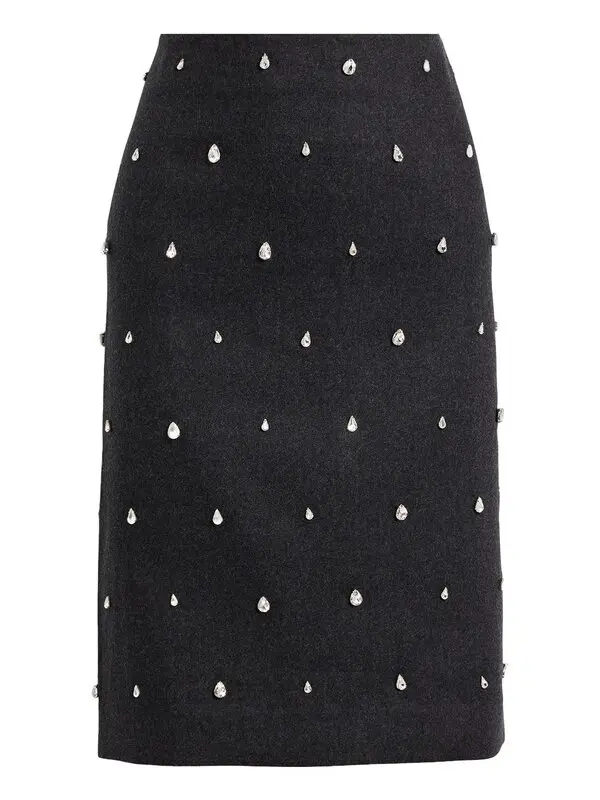 A.L.C. Wool-blend Felt Pencil Skirt With Crystal Embellishments - Charcoal