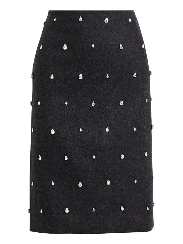 A.L.C. Wool-blend Felt Pencil Skirt With Crystal Embellishments - Charcoal