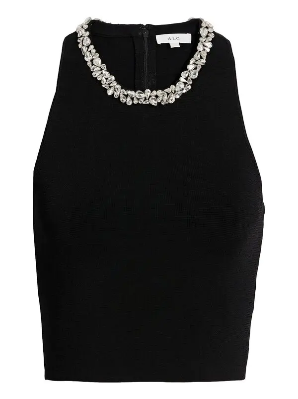A.L.C. Bella Cropped Crystal-embellished Top - Black