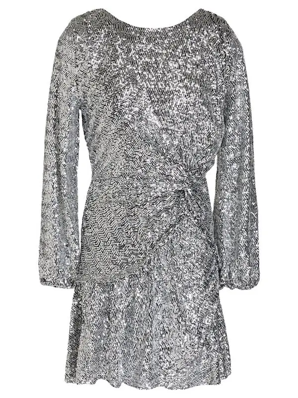 Maje Twisted Sequined Mini Dress - Silver
